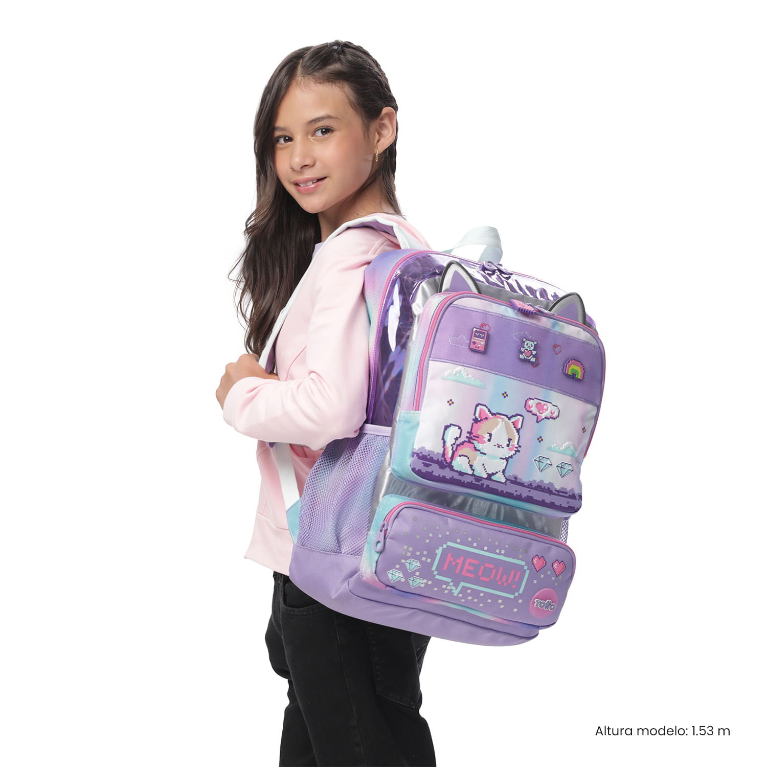 Pack Escolar Mochila Morado Grande + Lonchera Andy Cat | Totto
